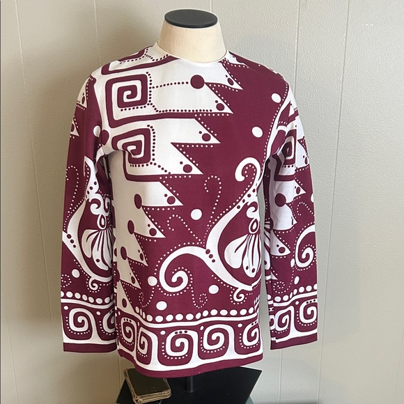 Joyce Lane | Tops | Vintage Joyce Lane Geometrical Maroon And White Top ...